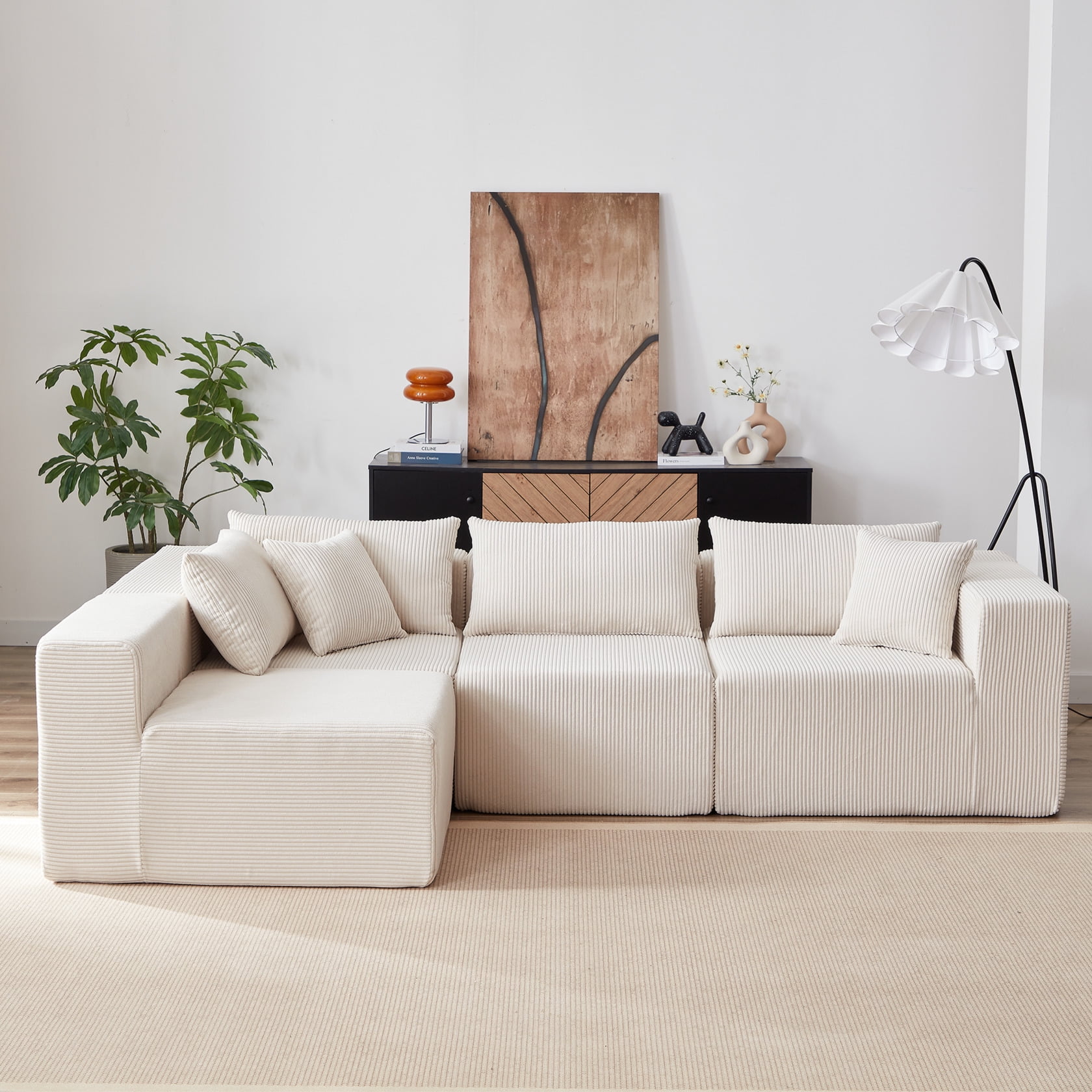 104-Inch L-Shaped Modular Sectional Sofa, 4-Seater Cloud-Design with ...