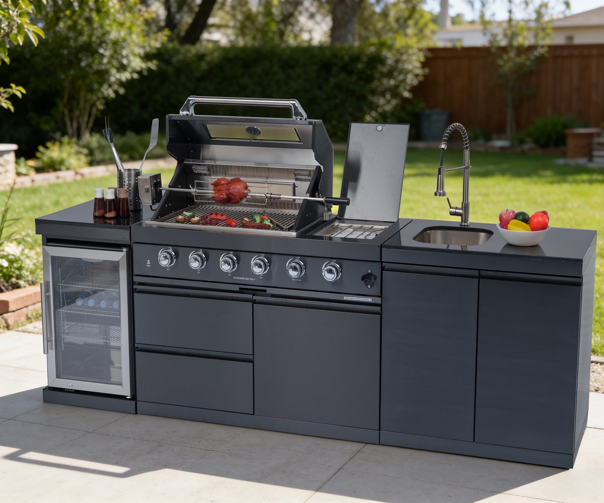 104-Inch Modular Outdoor Kitchen Island: 4-Burner 72000 BTU Gas Grill ...