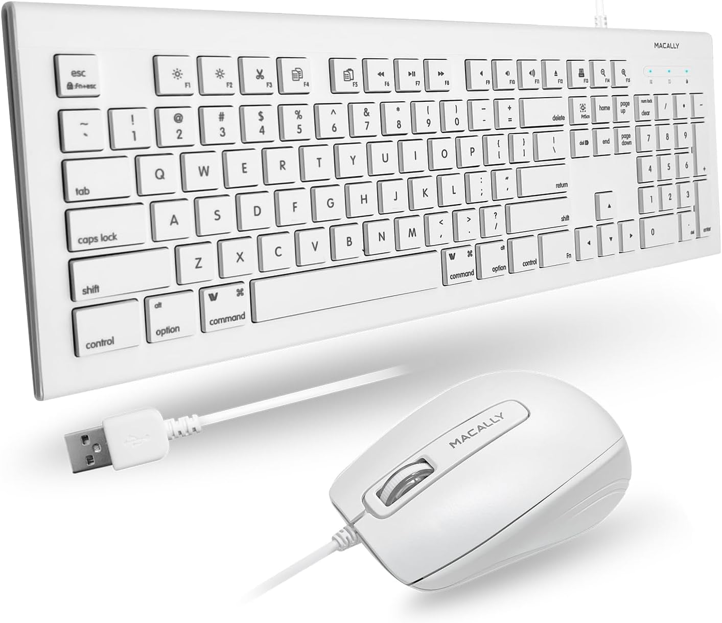 104 Key USB Wired Keyboard and Mouse Combo with Apple Shortcut Keys for ...