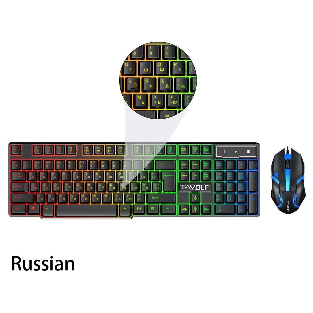 104 Keys Computer Mouse Keyboard Combo Colorful Blacklight Gaming USB ...