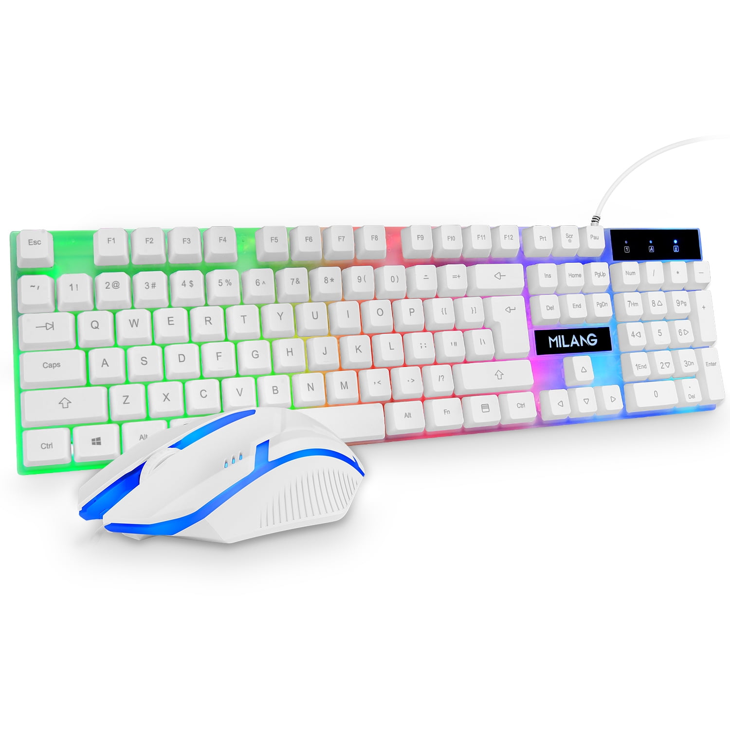 104 Keys Gaming Keyboard and Mouse Combo, Wired LED RGB Rainbow Backlit ...