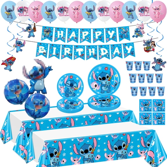 104 PCS Stitch Birthday Party Decorations Includes Banner Hanging ...