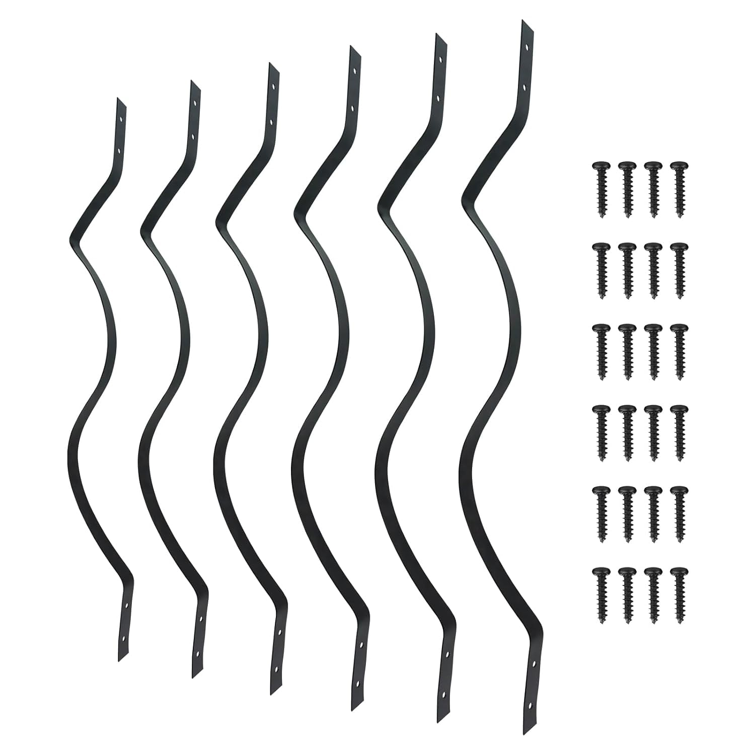 104 Pack 32.28"x1" Black Metal Silhouette Balusters,Wave Curved Shape ...