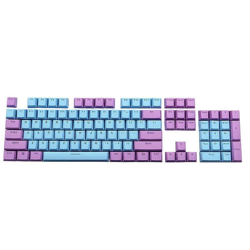 104 Pbt Transparent Double Purple Blue Engraving Key Cap Mechanical ...
