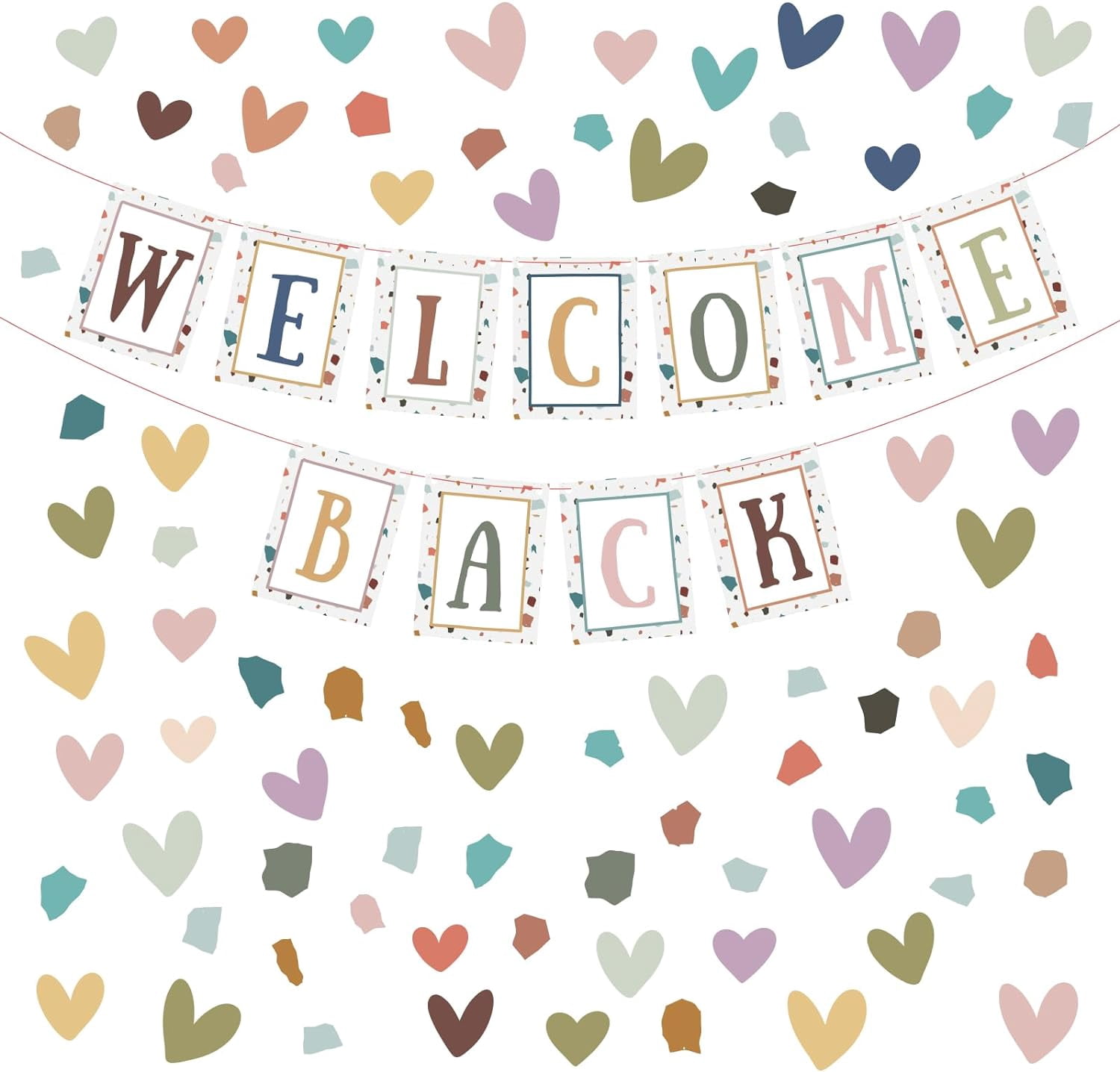 104 Pcs Boho Welcome Back Bulletin Board Boho Banner Heart Terrazzo ...
