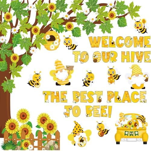 104 Pcs Classroom Tree Bulletin Board Set Bee Sunflower Bulletin Boards ...