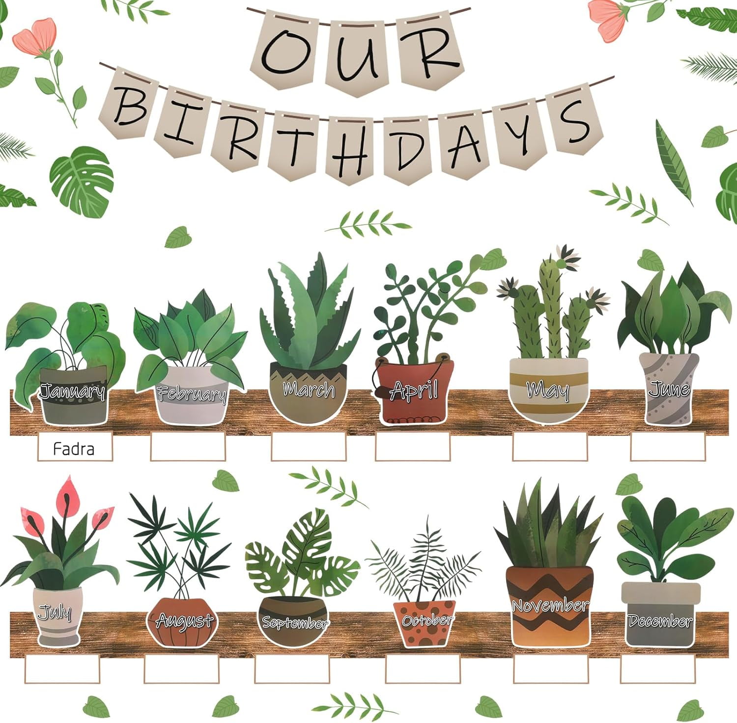 104 Pcs Happy Birthday Bulletin Board Set Boho Plants Birthday Bulletin ...