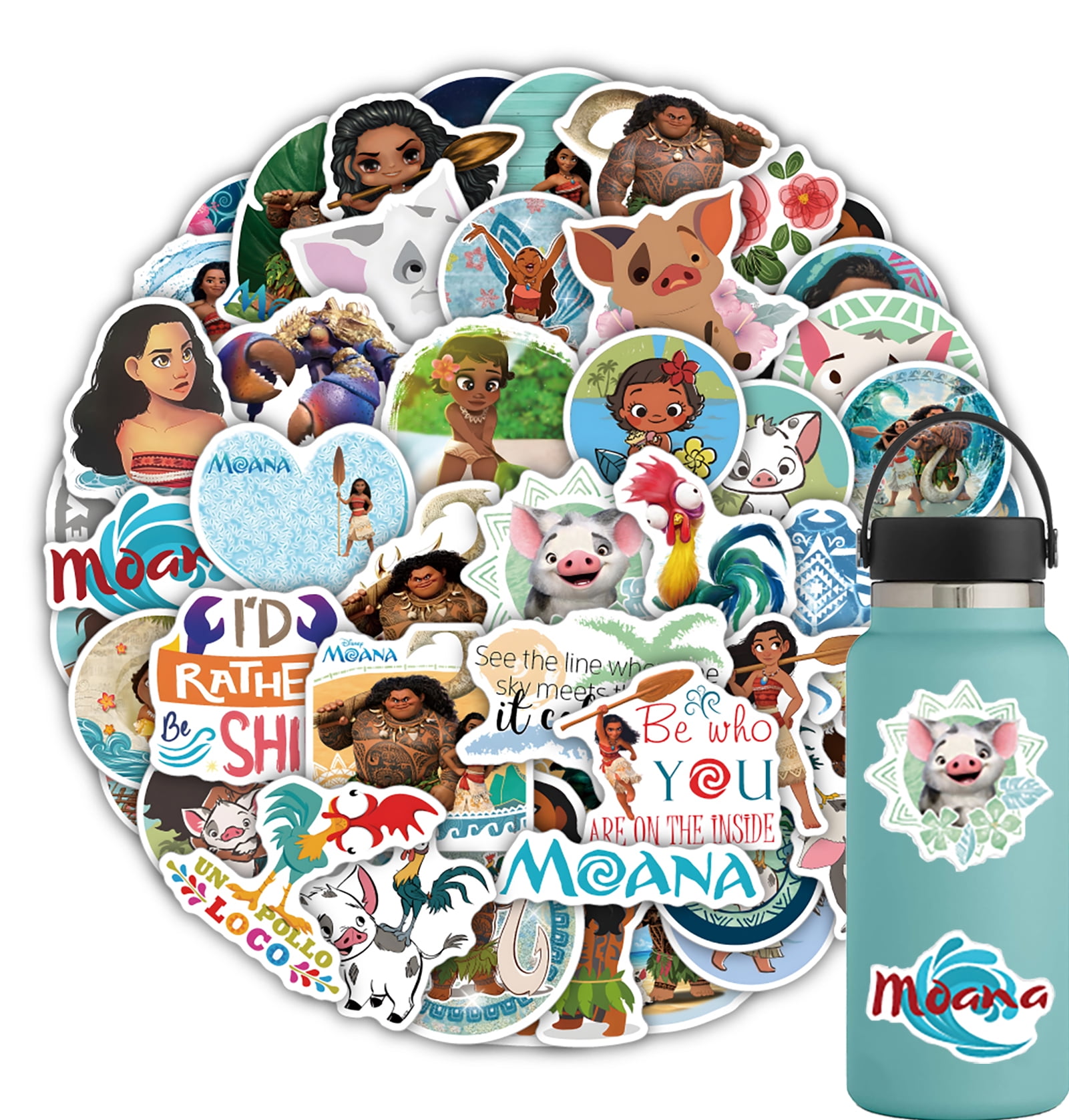 104 Pcs Moana Stickers for Laptop Water Bottle Bumper Luggage Computer ...