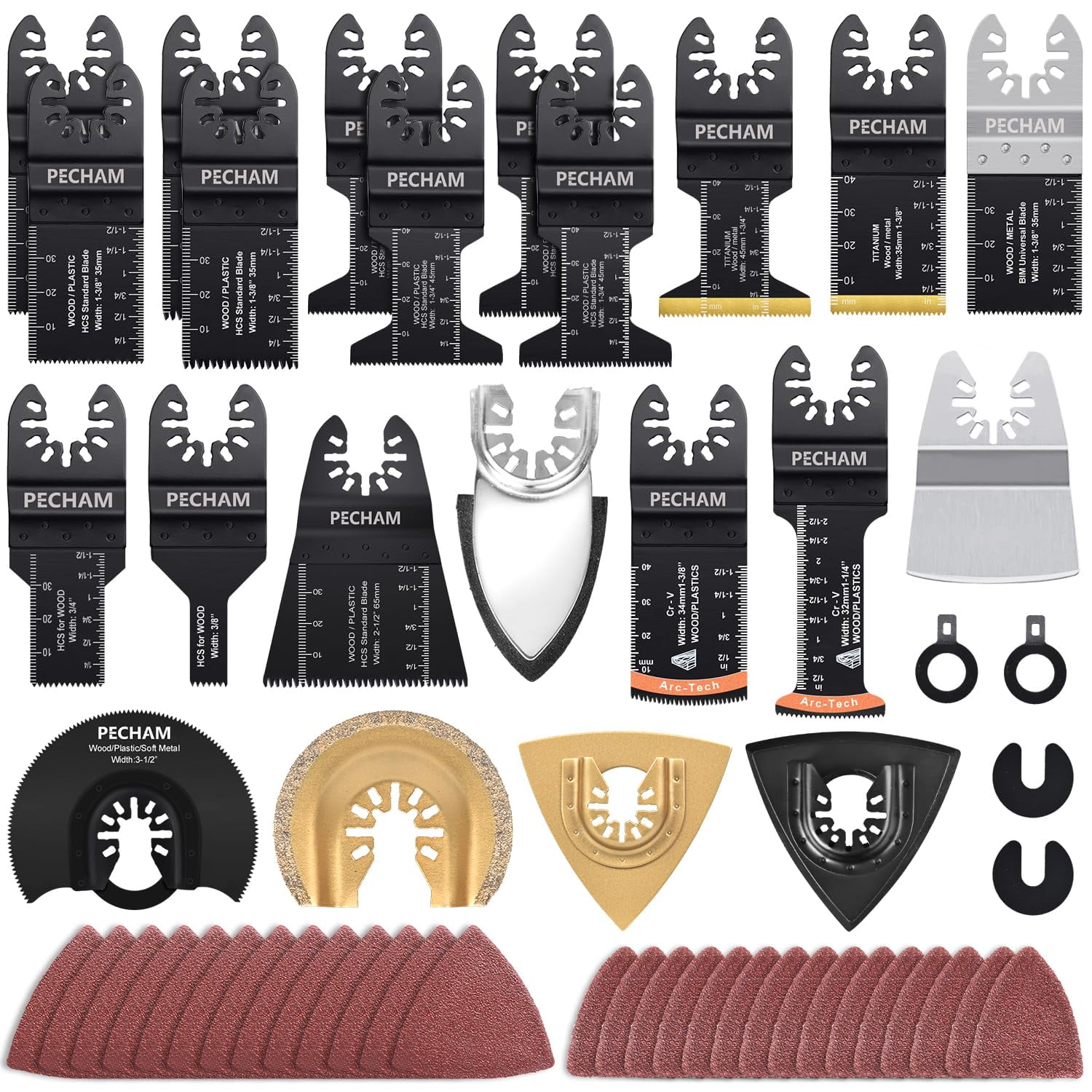 104 Pcs Oscillating Multi Tool Blade, Wood Metal Cutting and Sandpaper ...