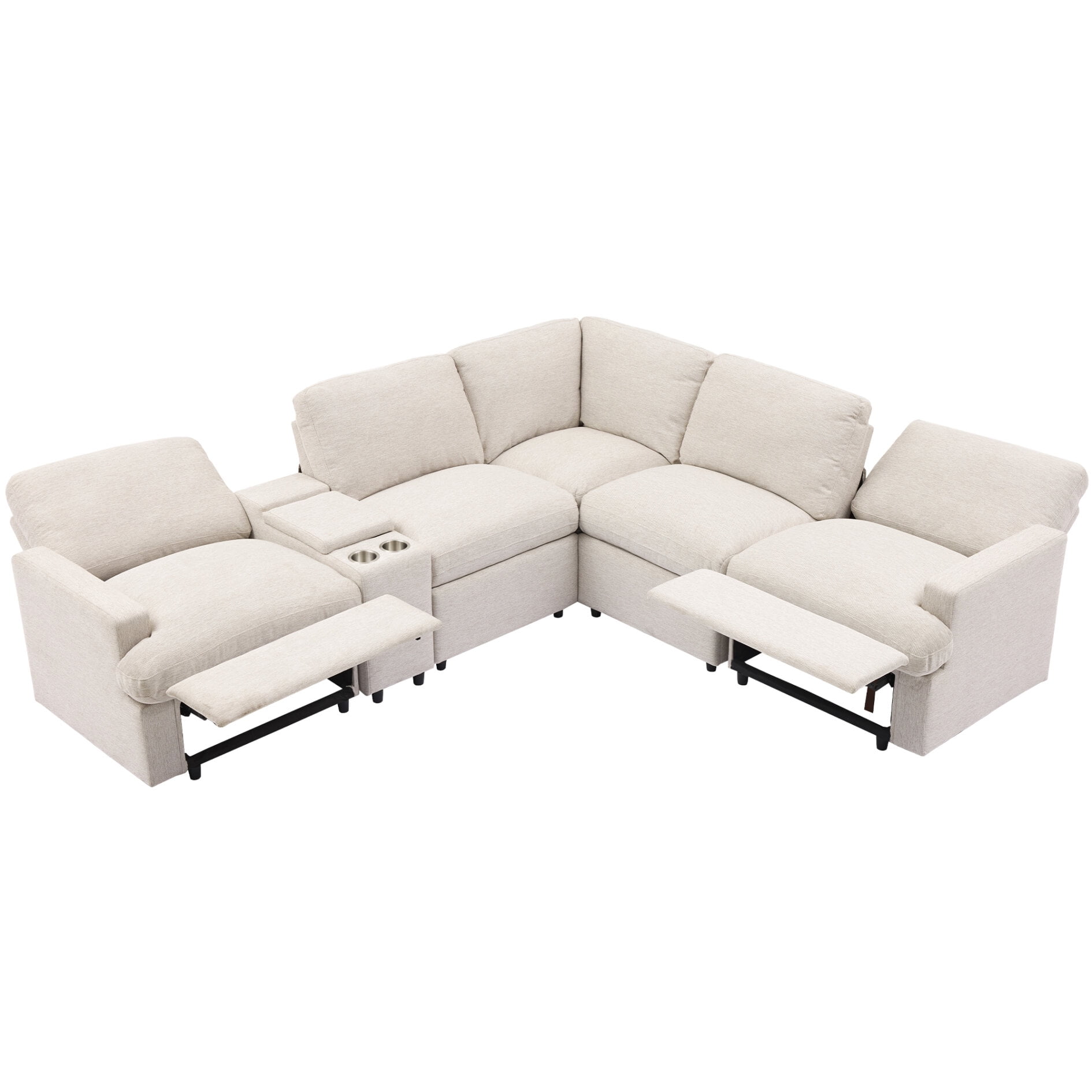 104'' Power Recliner Corner Sofa,Home Theater Reclining Sofa Sectional ...