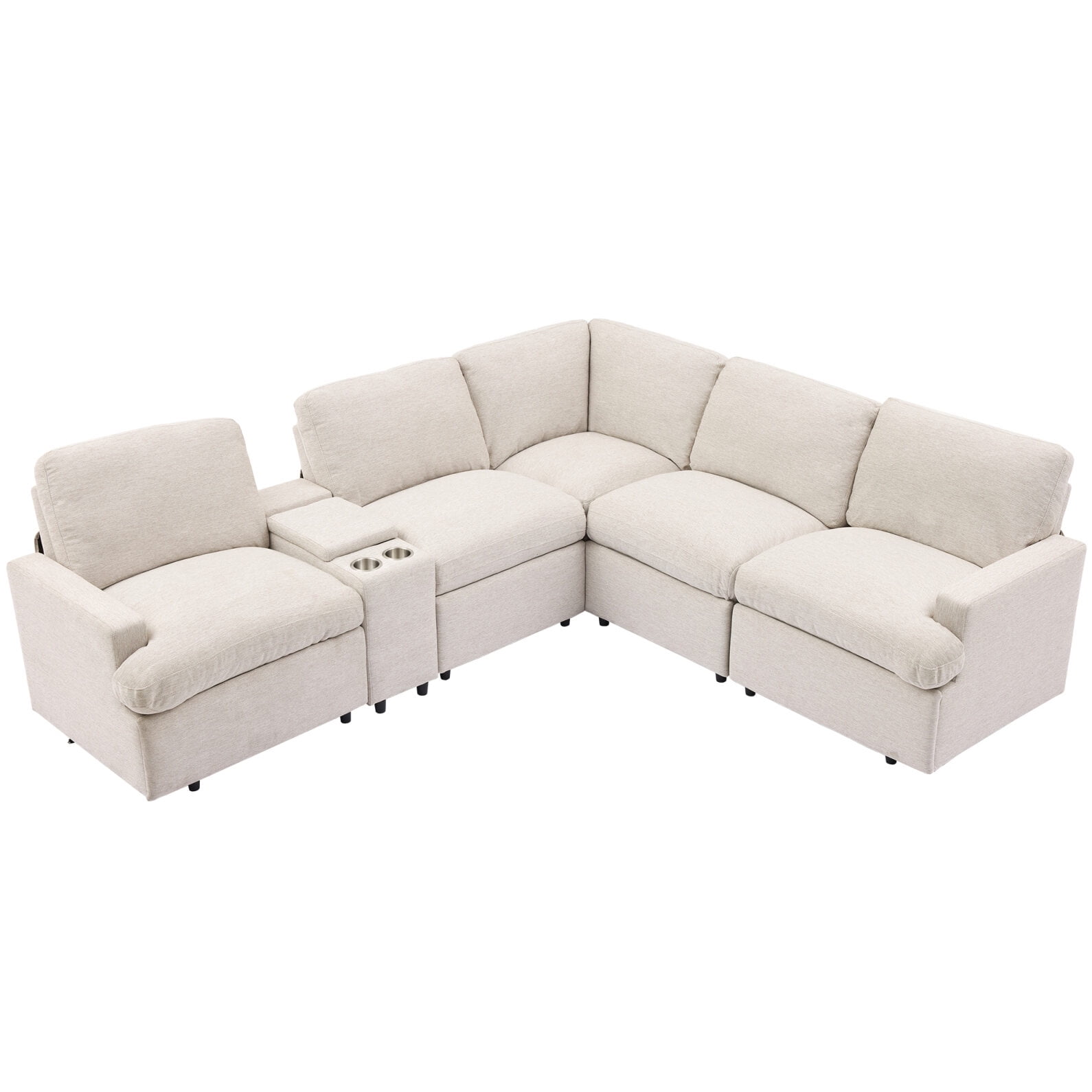 104'' Reclining Modular Sectional Sofa Set, Power Recliner Couch with ...