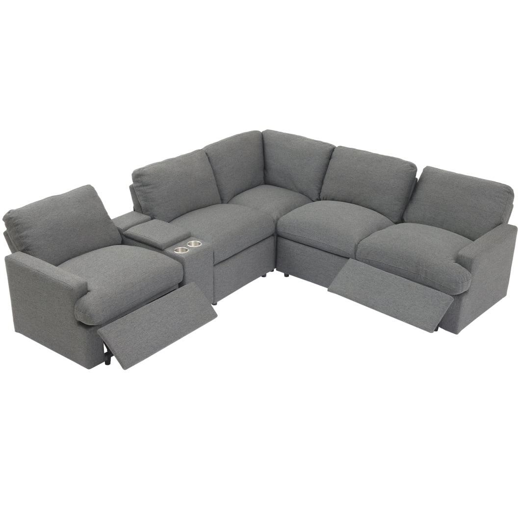 104'' Reclining Modular Sofa Set, Power Recliner with Storage, USB ...