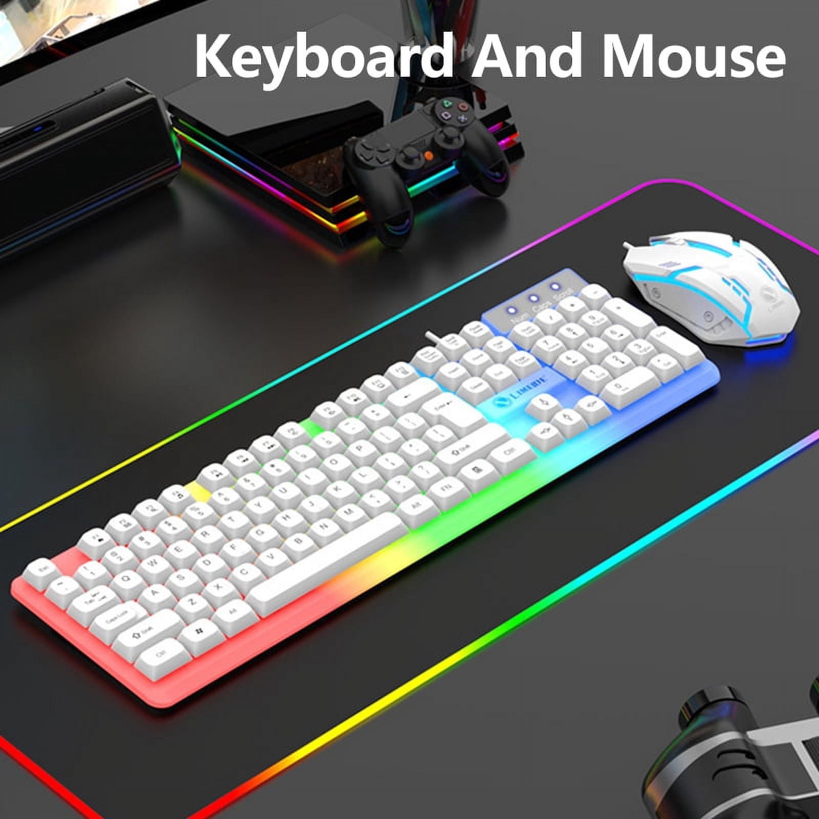 104 key computer USB wired RGB backlight gaming keyboard and mouse suit ...