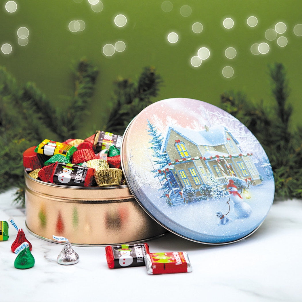 104 pcs Christmas Gift Tin with Hershey's Holiday Chocolate Candy Mix ...
