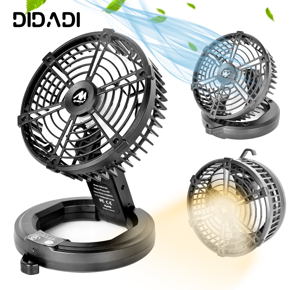 10400mAh Camping Fan with LED Lights, DIDADI 3-Speed ModeTent Fan with ...