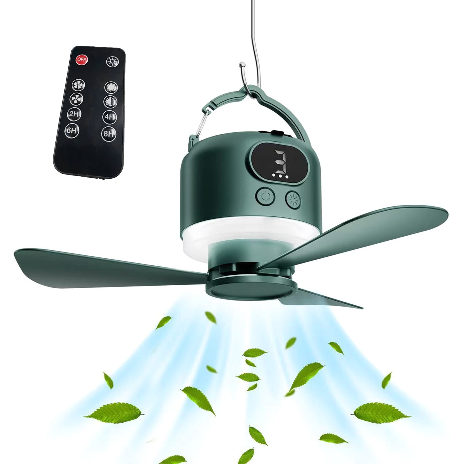 10400mAh Multifunction Camping USB Ceiling Fan with Light and Emergency ...