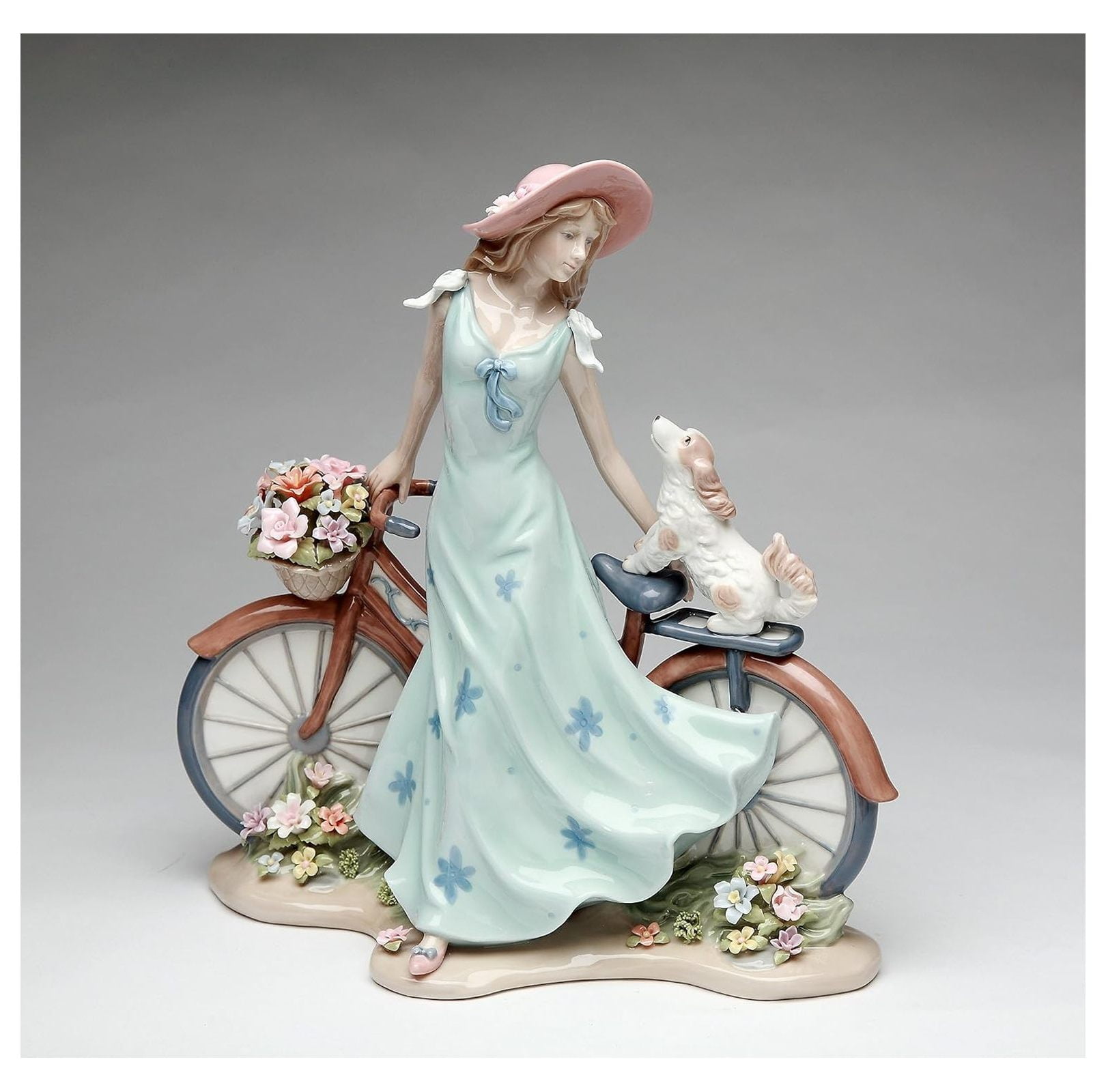10414 Fine Porcelain Lady Riding Bike with My Best Friend Dog Puppy ...