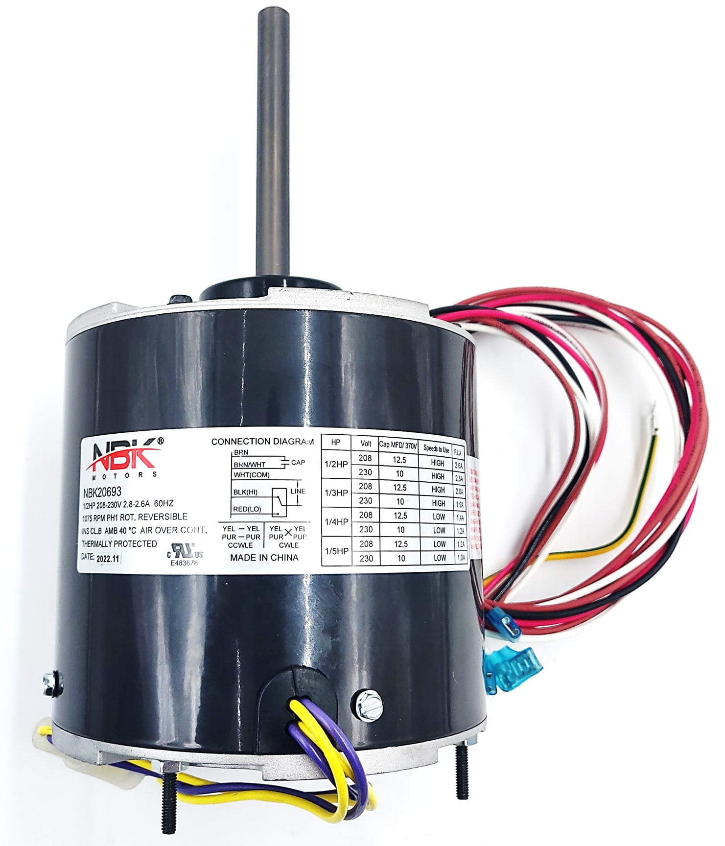 10468 CONDENSER MOTOR 208-230V 1075RPM 1/2-1/5HP - EXACT FIT FOR MARS ...