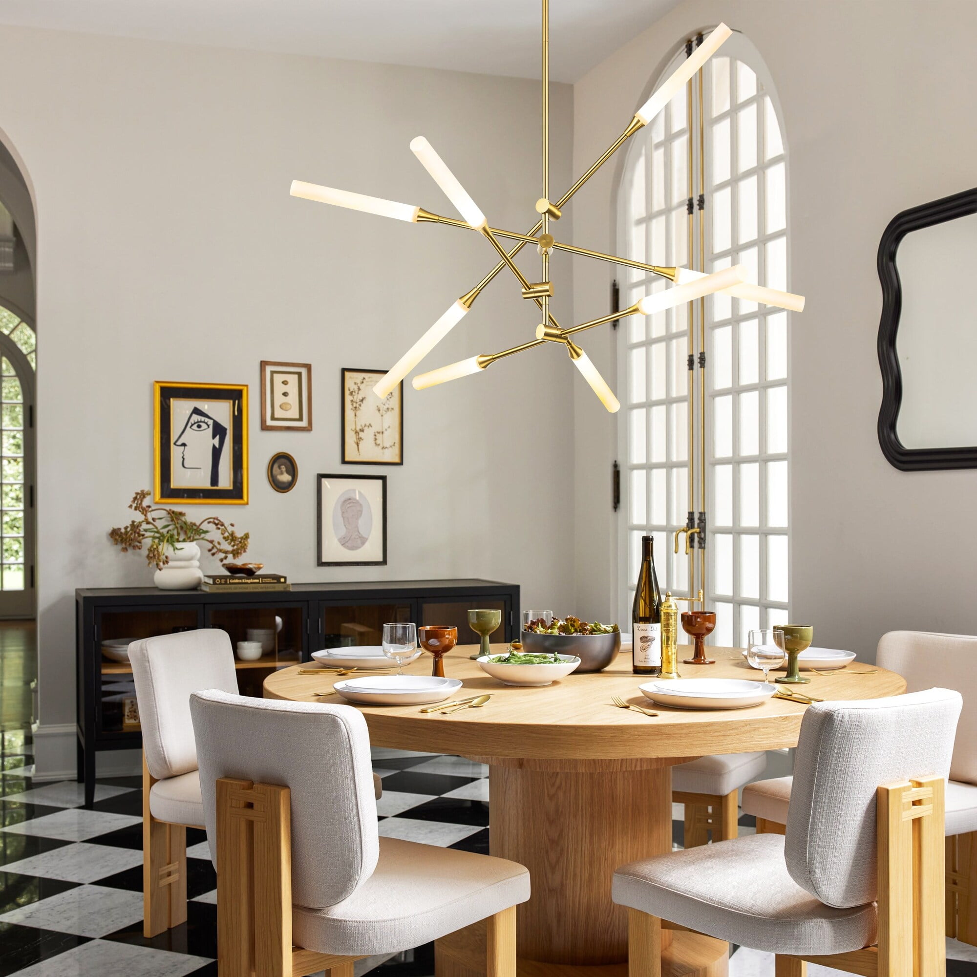 1048652 6/8-Light Modern Linear Tiered Sputnik Cluster Branch Cylinder ...