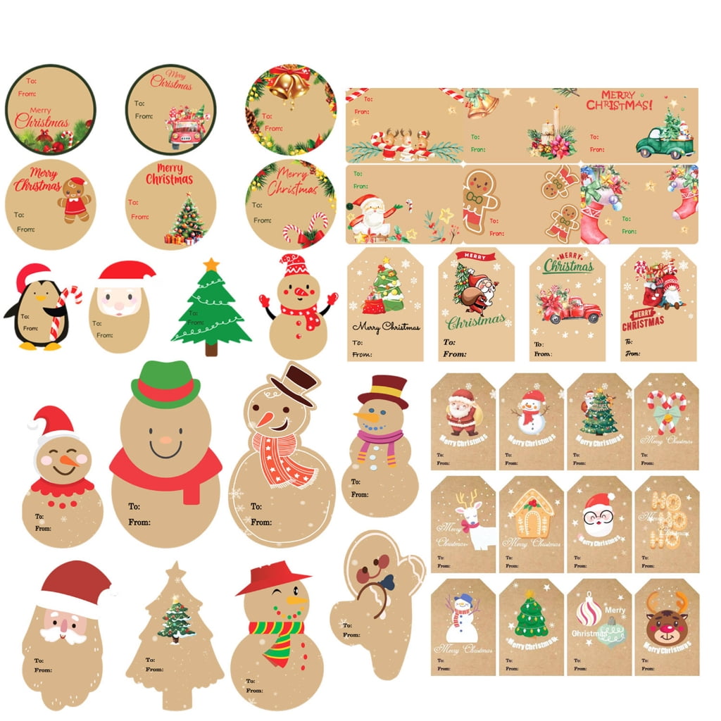 104PCS Christmas Label Self-Adhesive Wrapping Label Christmas Name ...