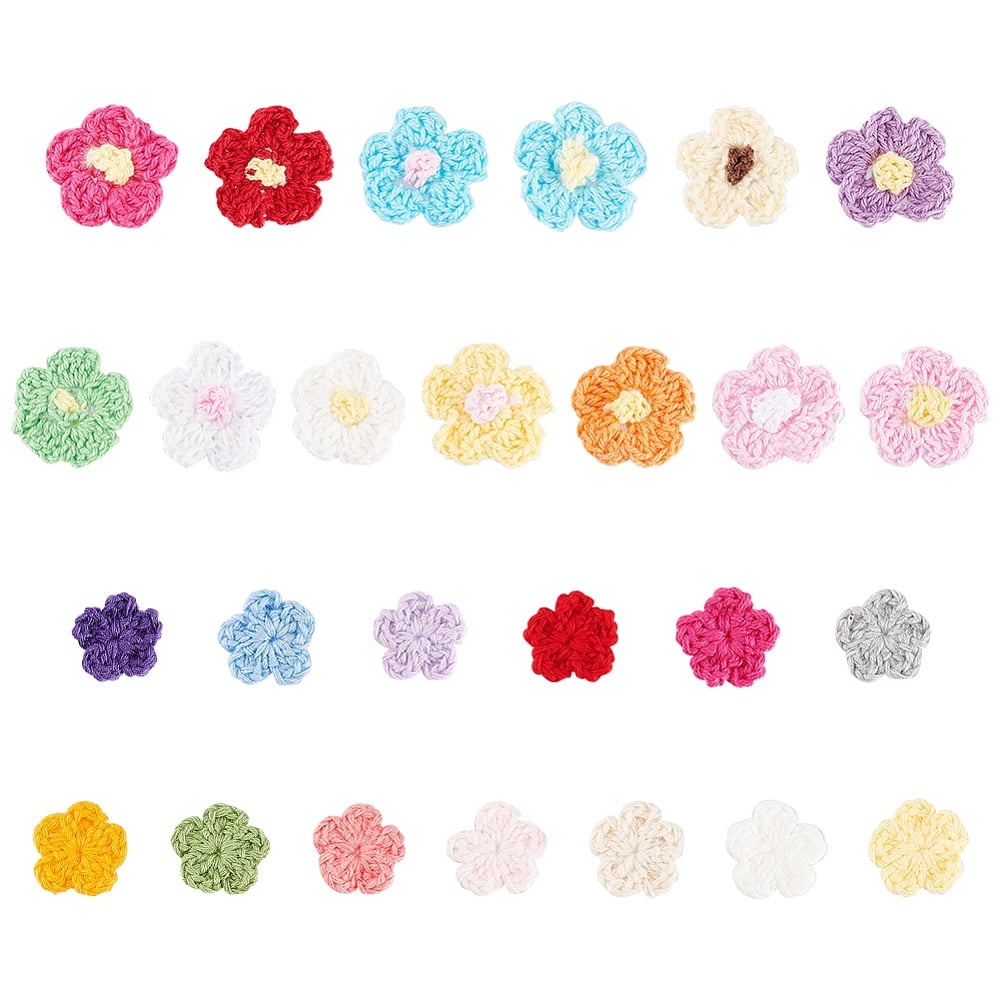 104Pcs 26 Style Peach Blossom Two Tone Plum Blossom Handmade Crochet ...
