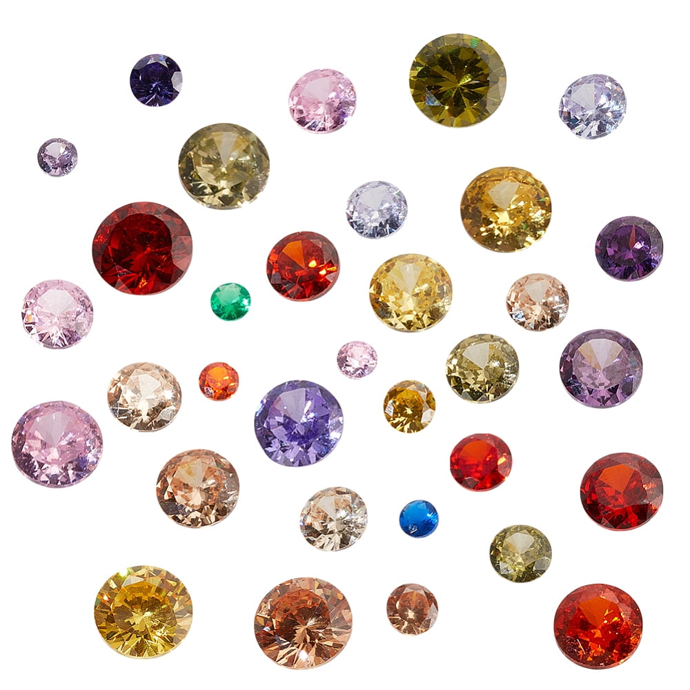 104Pcs Cubic Zirconia Cabochons Grade A Faceted Diamond Mixed Color 2.5 ...
