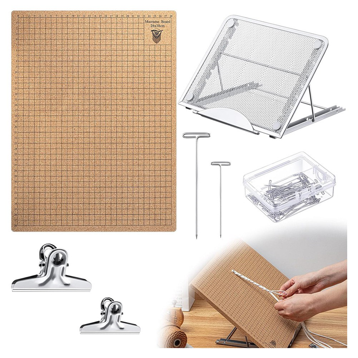 104Pcs Lace Board and Metal Adjustable Stand with Pin Clip Macrame ...