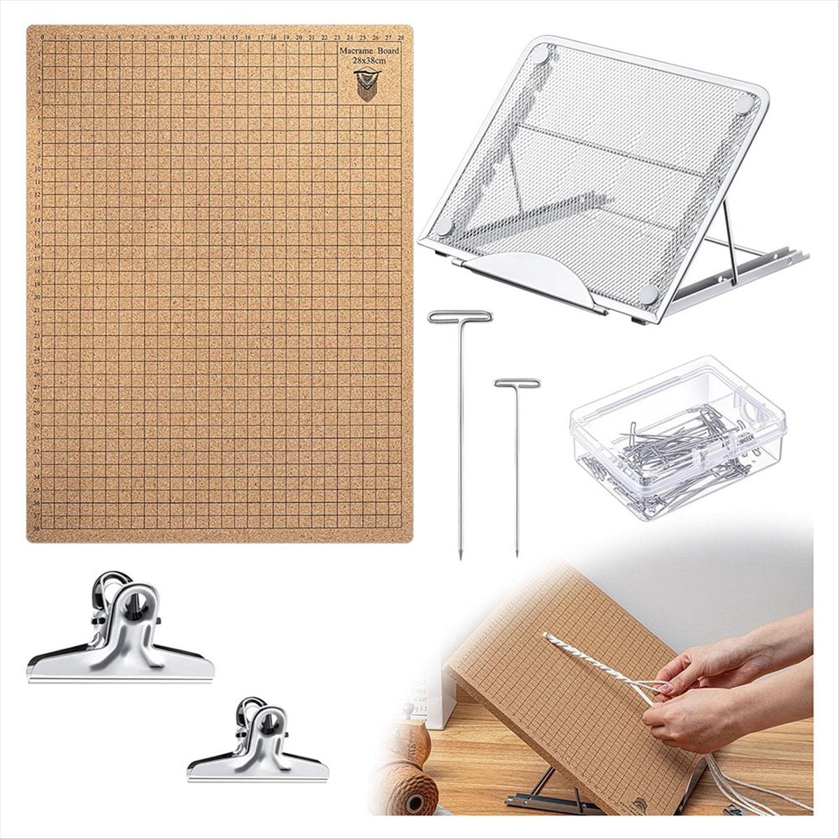 104Pcs Lace Board and Metal Adjustable Stand with T Pin Clip Macrame ...