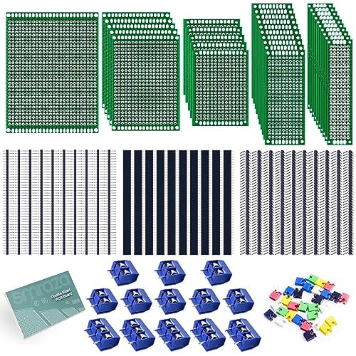 104pcs Double Sided PCB Board Kit, Prototype Boards for DIY Soldering ...
