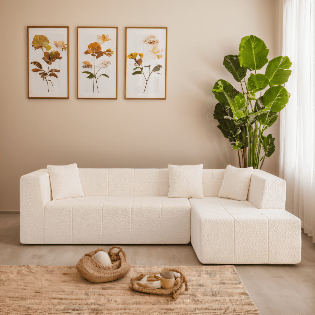 105.5 Inch Modular L-Shaped Sectional Floor Couch, Deep Seat Tufted ...