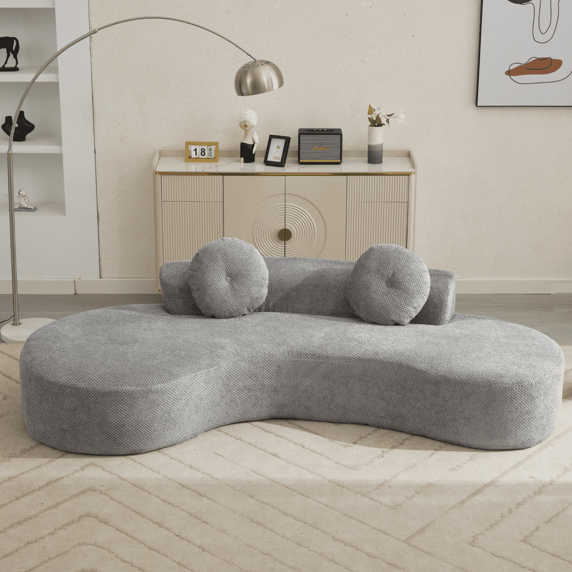 105.5" Irregular Shape Sofa, Modern Cloud Shape Couch with Point-Shaped ...