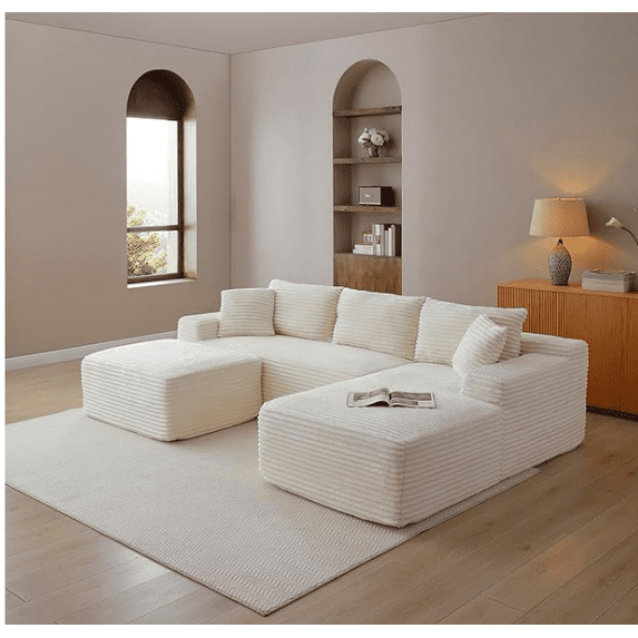 105.5" Modern Boneless Couch with Chaise, Modular Sectional Sectional ...