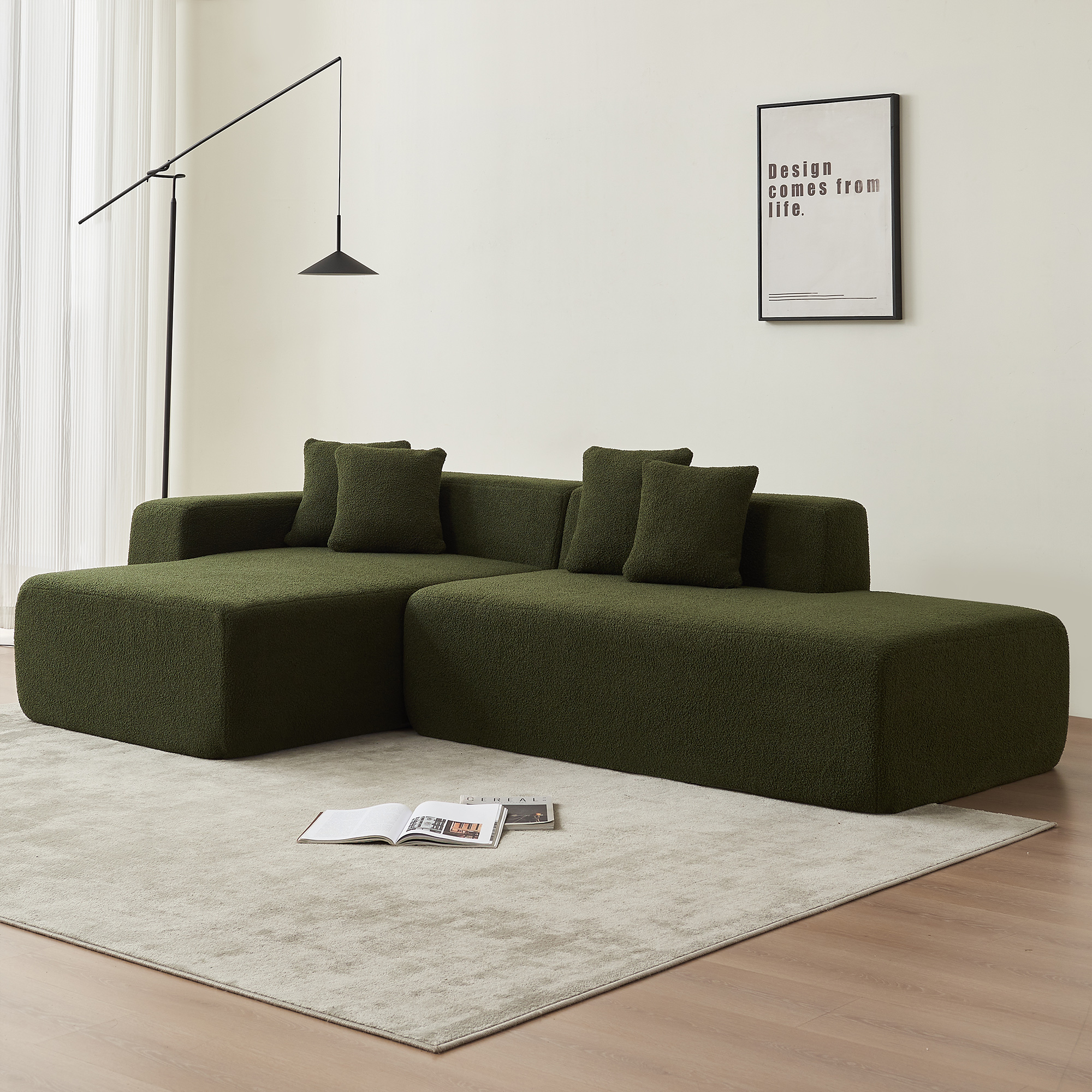 105.51'' Modular Sectional Sofa Couch for Living Room, Sherpa Fabric L ...