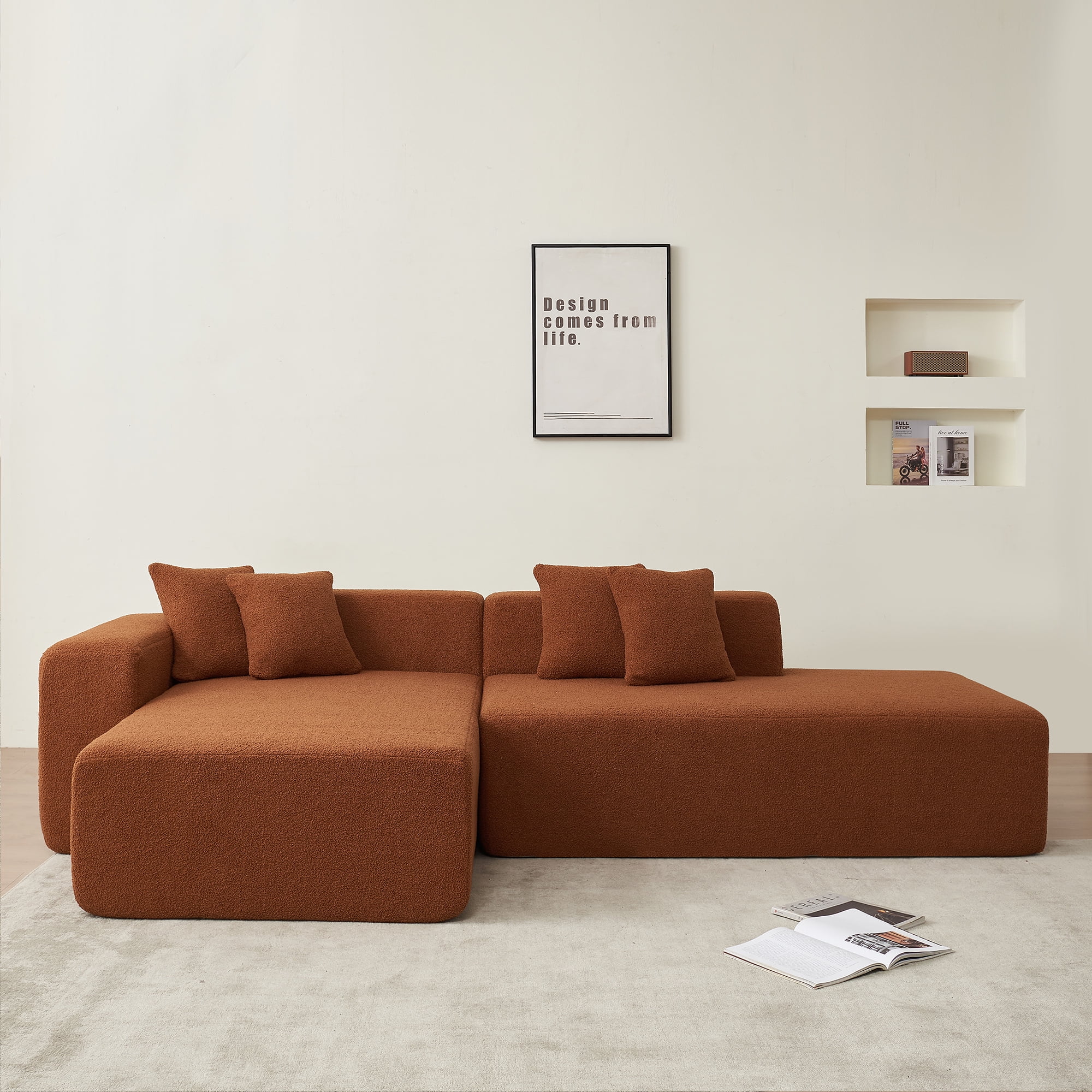105.51'' Modular Sectional Sofa Couch for Living Room, Sherpa Fabric L ...