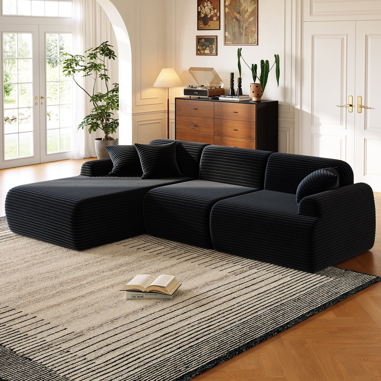 105" Boneless Cloud Sectional Sofa, Modular L-Shaped Couch with ...