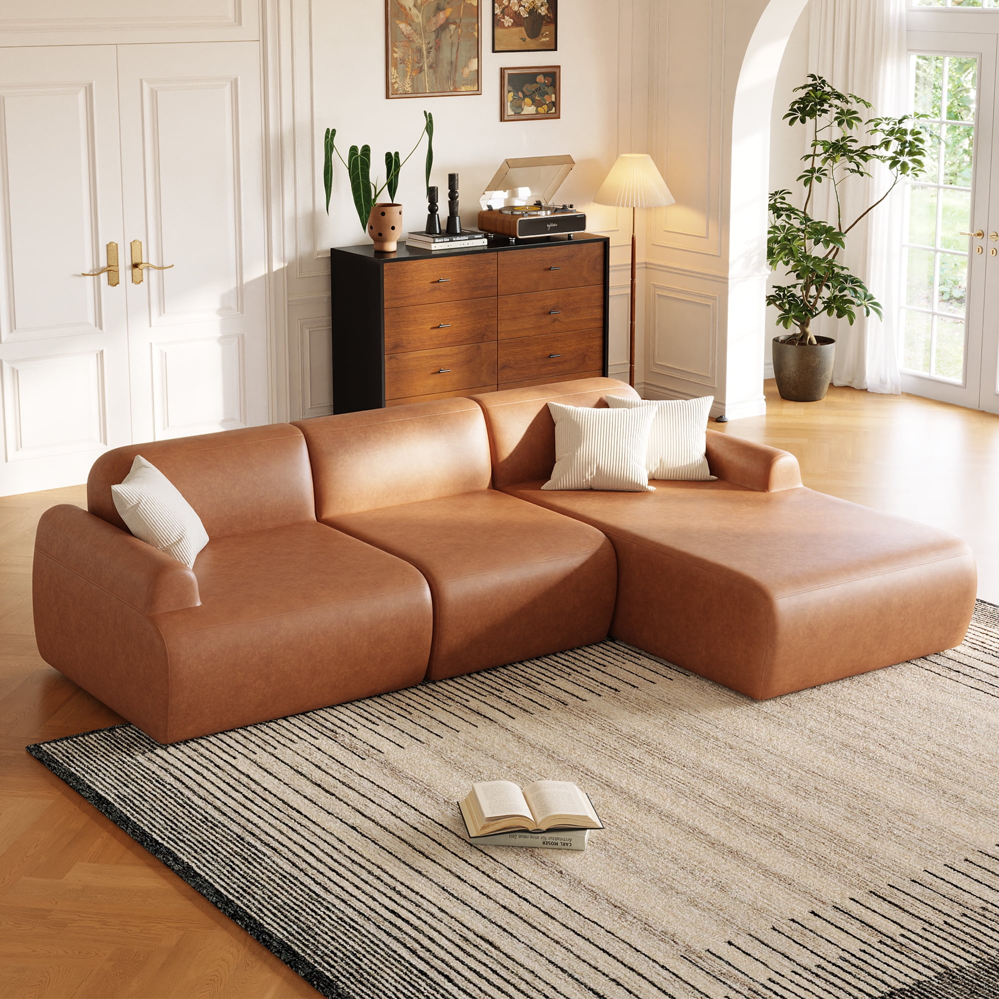 105" Boneless Cloud Sectional Sofa, Modular L-Shaped Couch with ...