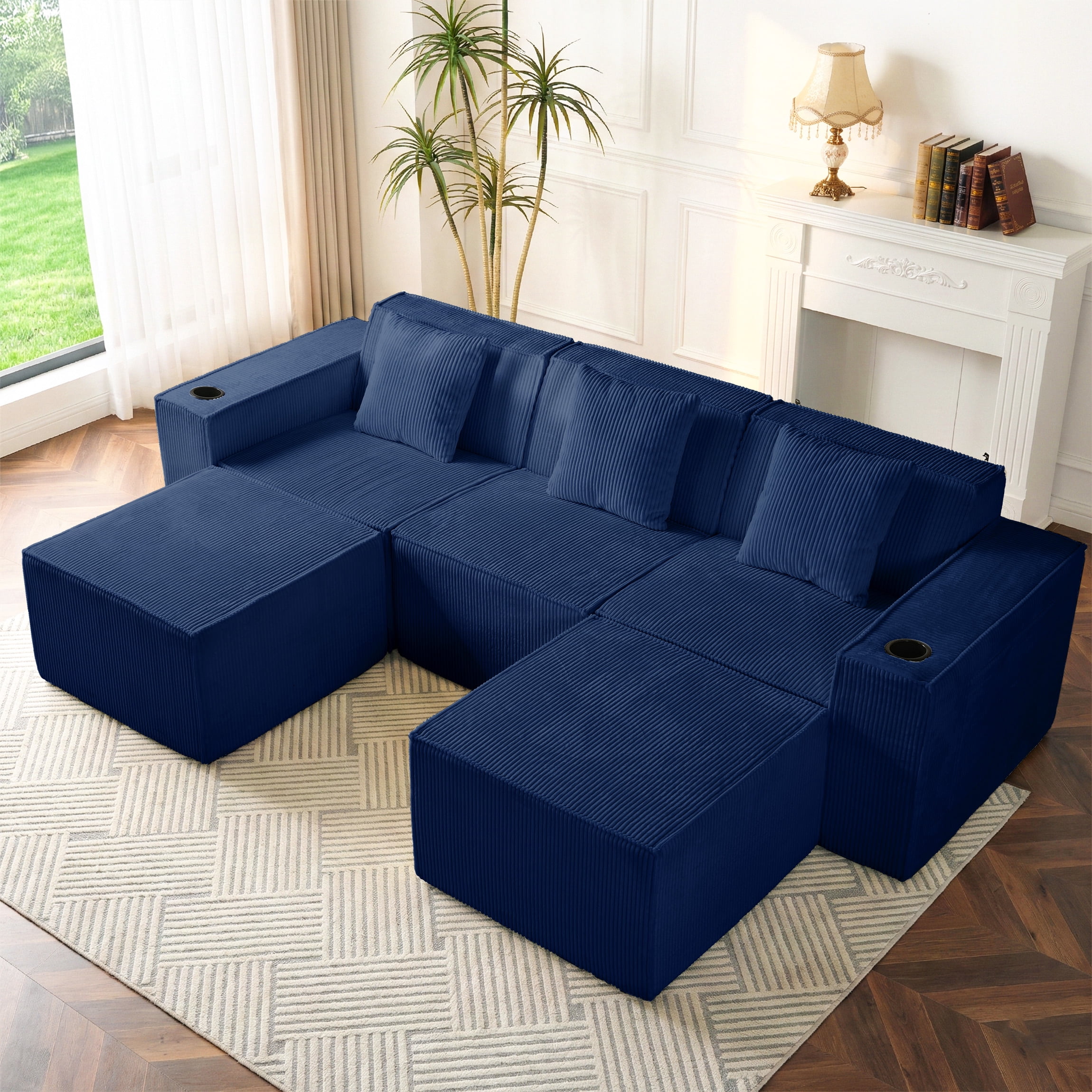 105 Cloud Couch, Blue Modern Sectional Couch for Living Room, L/U ...