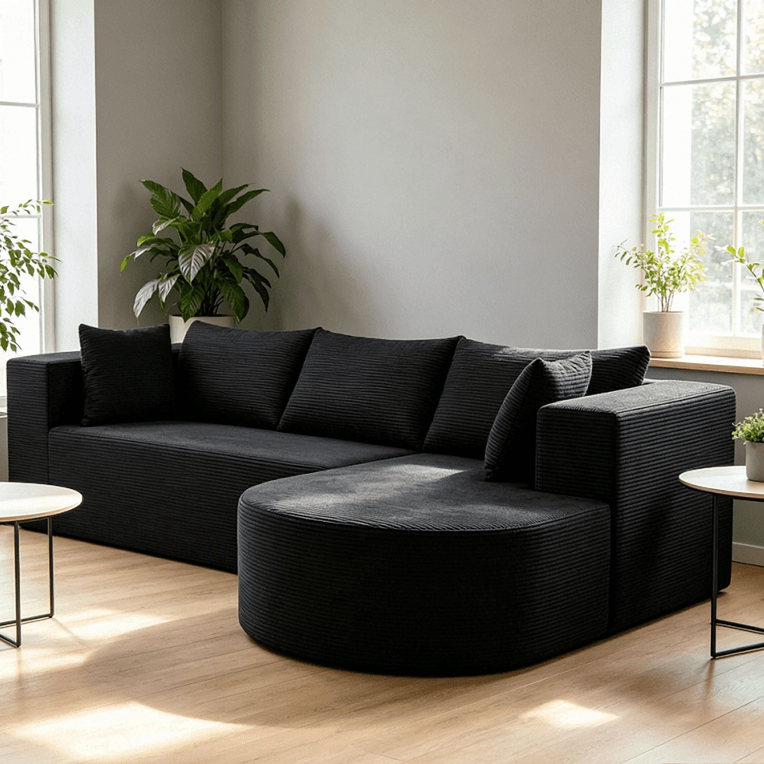 105" Cloud Modular Sectional Sofa with L-Shape Chaise, Plush Corduroy ...