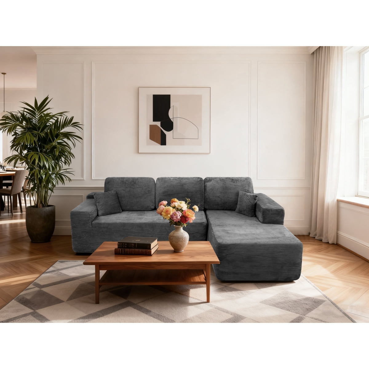 105" Cloud Sectional Couch with L-Shape Chaise,Modern Modular Sofa with ...