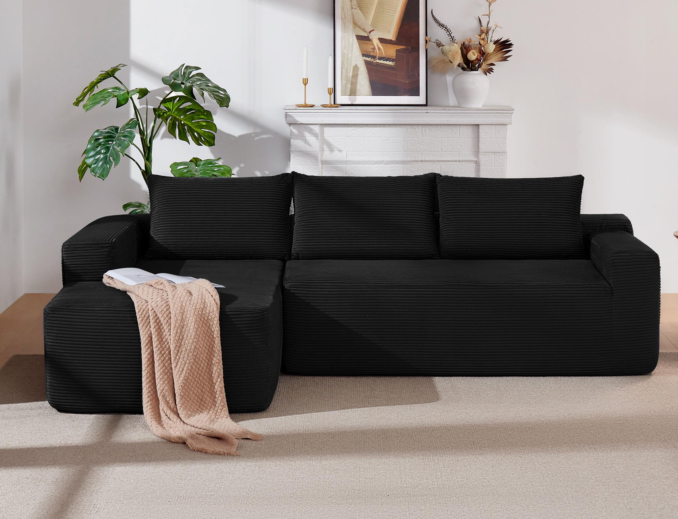 105" Cloud Sectional Couch with L-Shape Chaise,Modern Modular Sofa with ...