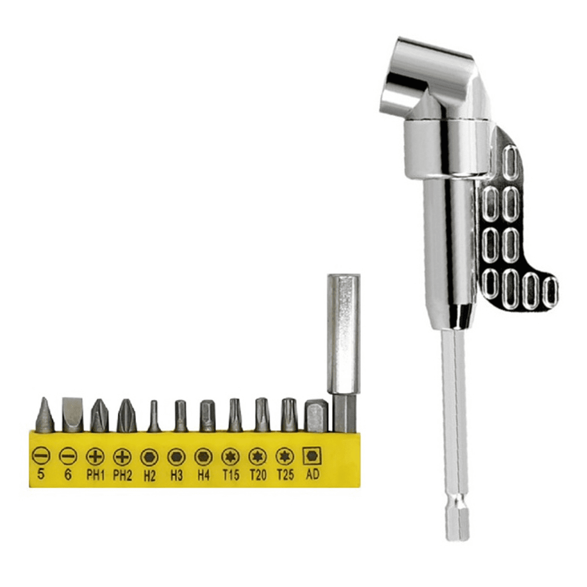 105 Degree Right Angle Drill Adapter and 12pcs Bend Screwdriver Bit 1 ...