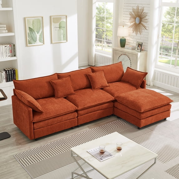 105" Modular Sectional Couch,Upholstered Soft Chenille Fabric Sofa,3 ...