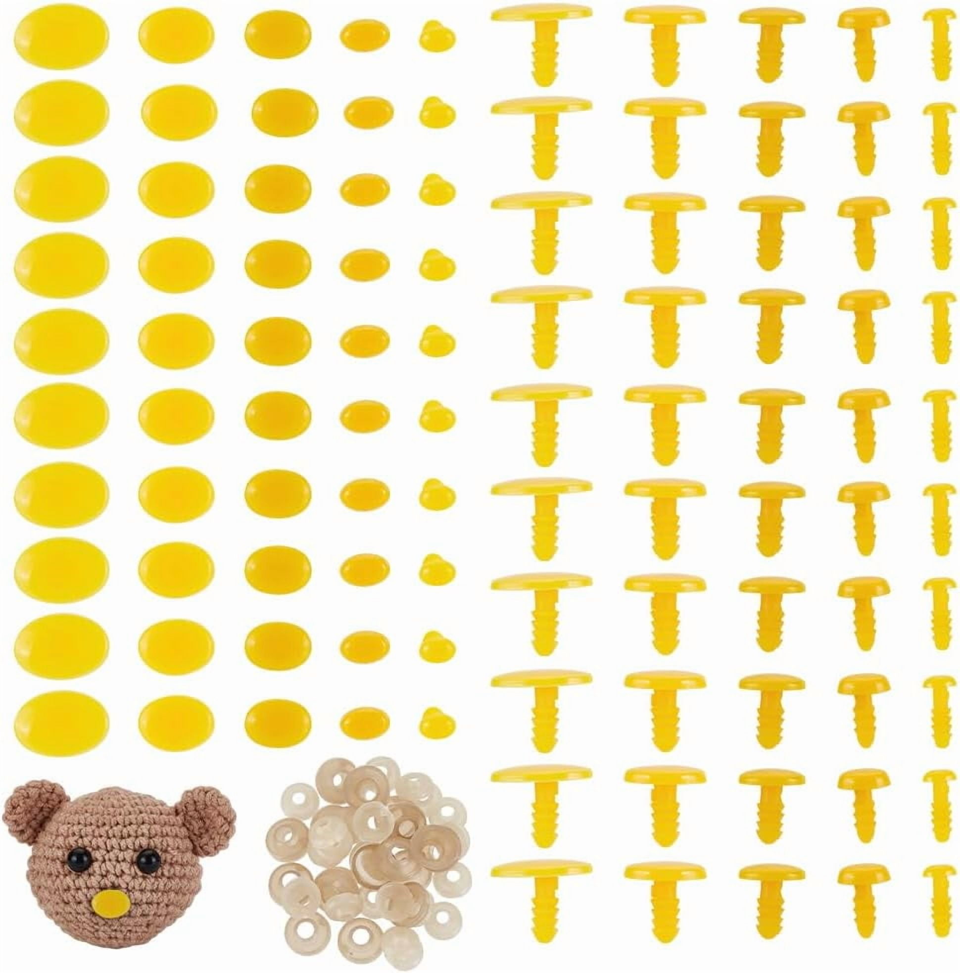 105 Pcs 5 Sizes Plastic Crafts Eyes with Spacer Safety Noses Oval ...
