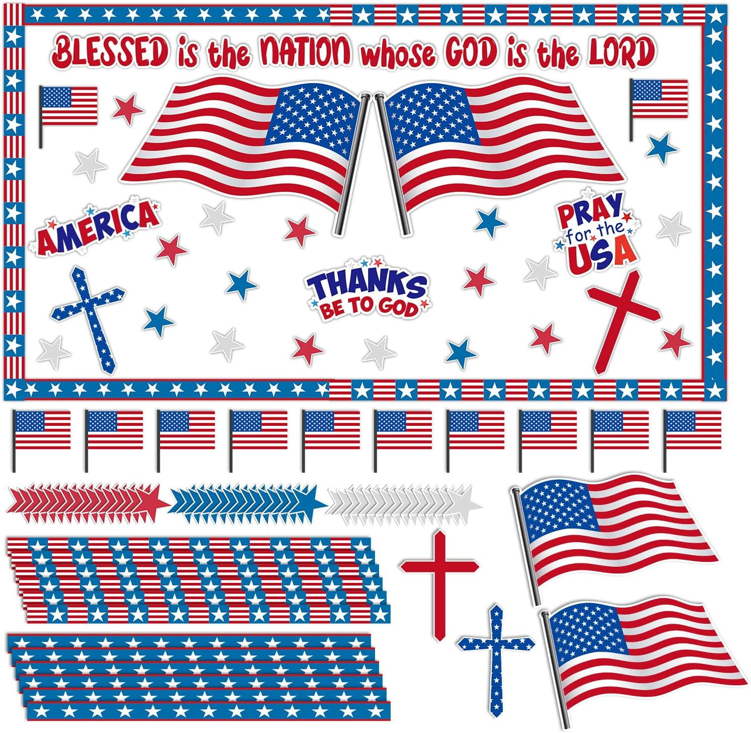105 Pieces Patriotic Faith Bulletin Board Set Sunday Patriotic Faith ...