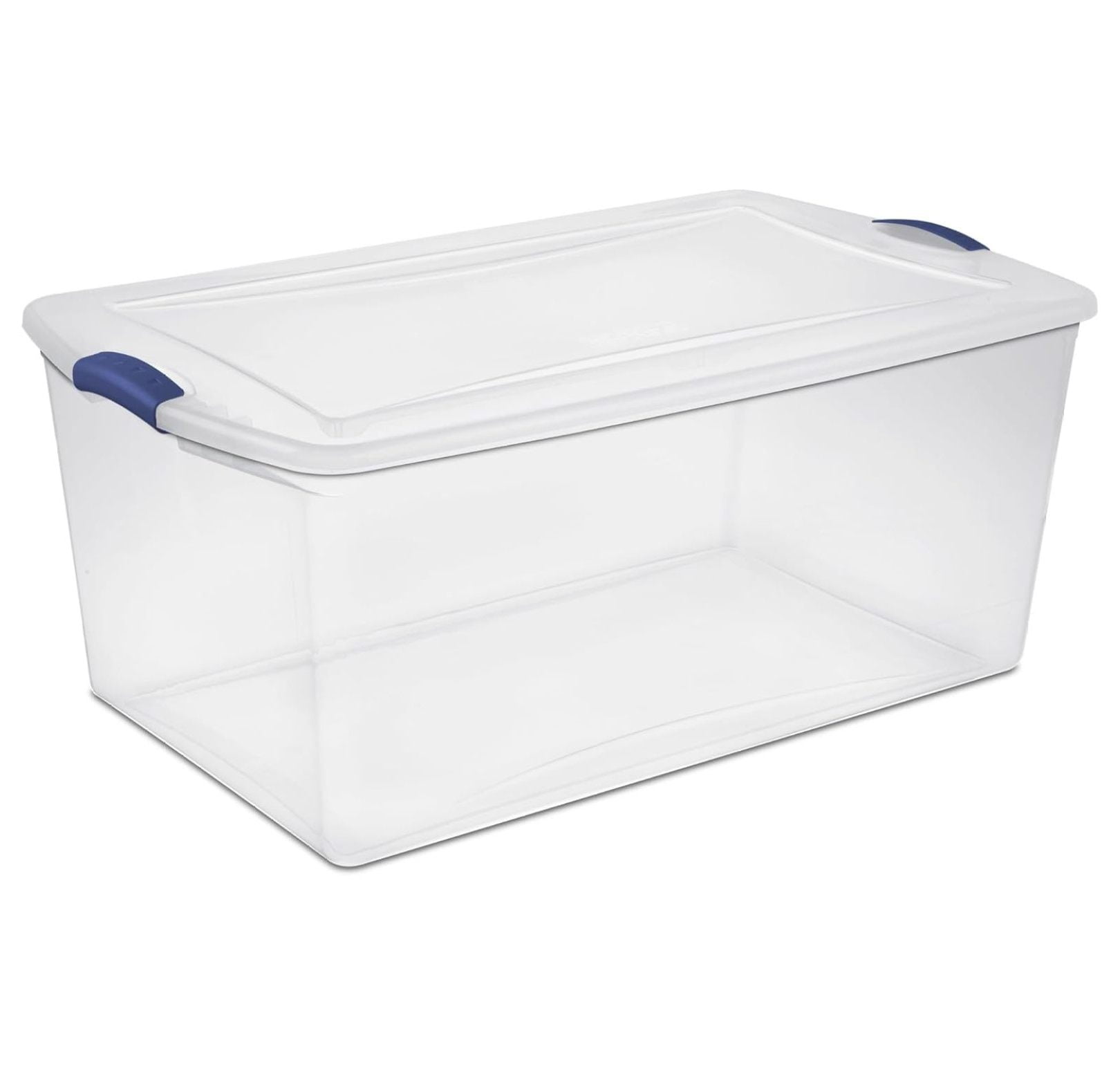 105 Qt. Clear Plastic Latching Box, Blue Latches with Clear Lid Storage ...