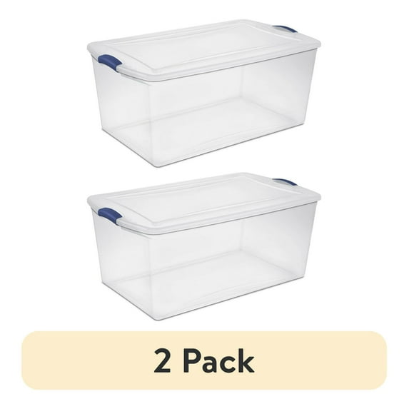 105 Quart Latch Box (2 Pack), Clear Plastic Storage Bins with Lids ...
