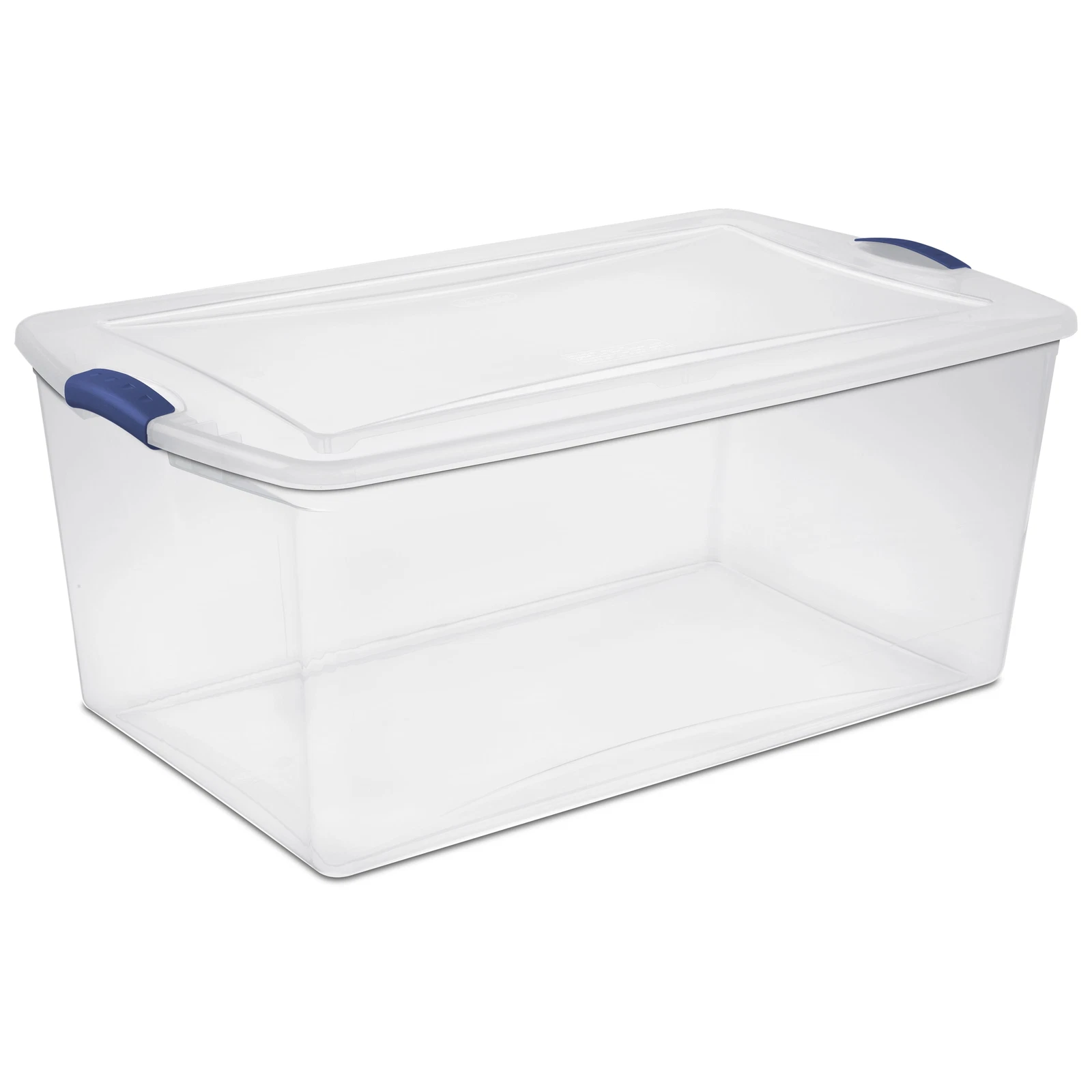 105 Quart Latch Box, Clear Plastic Storage Bin With Clear Lid, Blue ...