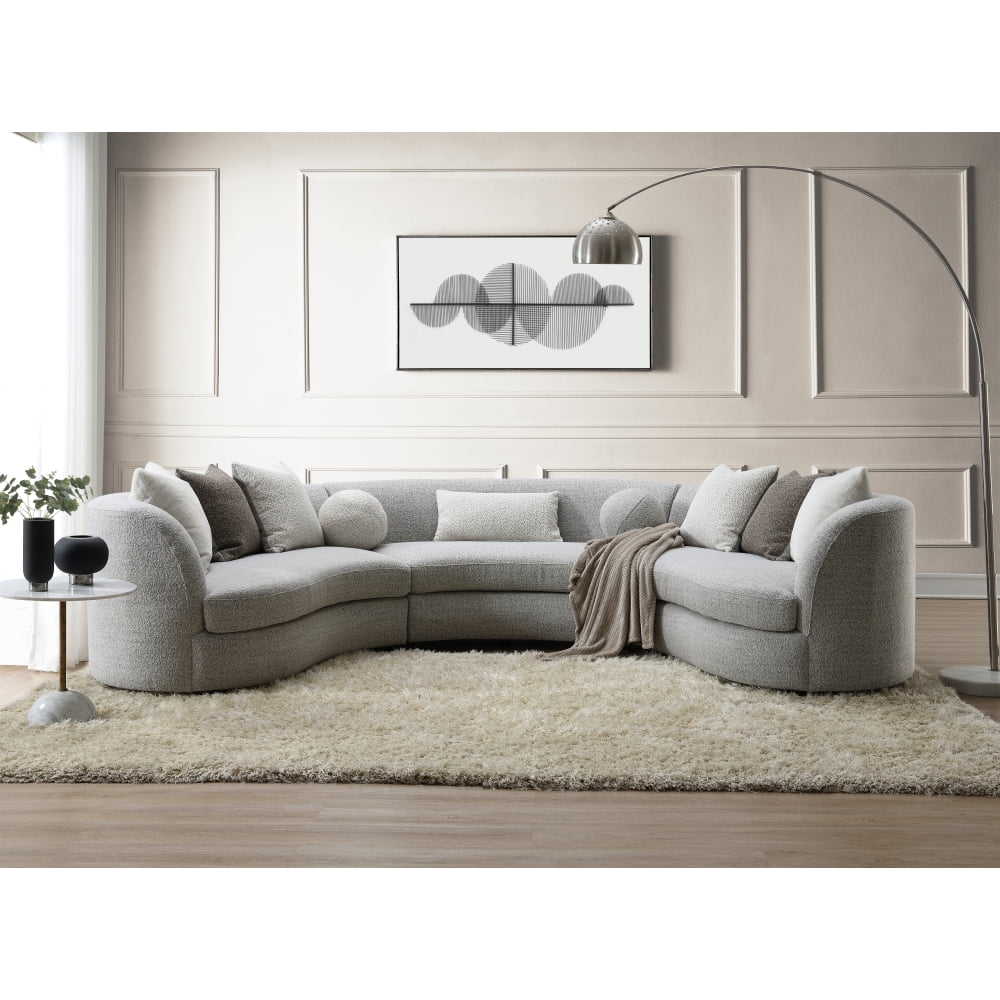 105" Sectional Sofa with Back Cushion & 9 Down Feather Filled Pillows ...