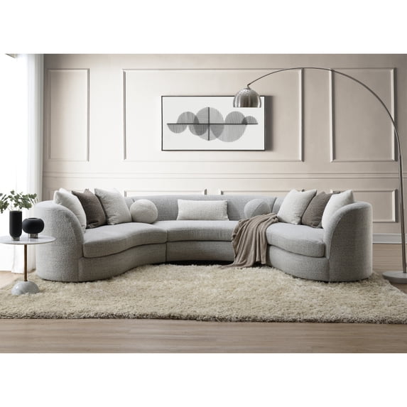 105" Sectional Sofa with Back Cushion & 9 Down Feather Filled Pillows ...
