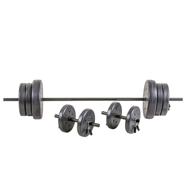 Free Shipping! 105 lb Barbell and Dumbell Weight Set Featuring Two 20 ...